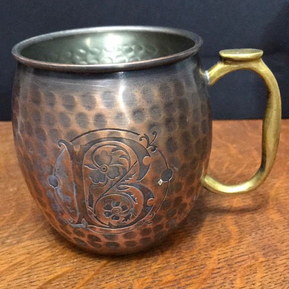 Unbranded | Dining | Copper Mule Cup Brass Handle Initial B | Poshmark